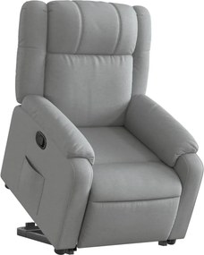 Zvedací polohovací křeslo světle šedé textil 3205202