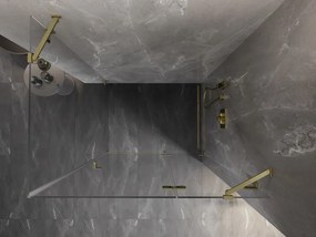 Mexen Lunar, výklopný sprchový kout pravý 100 x 70 cm, 8mm čiré sklo, zlatý kartáčovaný - 834-100-070-55-00-P
