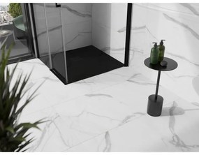 Mexen Stone+, čtvercová vanička z minerálního kompozitu 100 x 100 cm, černá, černá krytka, 44701010-B