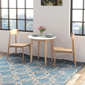 HOMCOM Jídelní stůl, kulatý kuchyňský stůl pro 2 osoby, jídelní stůl ve venkovském stylu, do obývacího pokoje, masiv, Ø75 x 76 cm, bílý