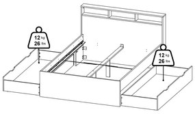 Dvoulůžková postel v dekoru dubu s úložným prostorem bez roštu 140x200 cm v přírodní barvě Ikast – Tvilum