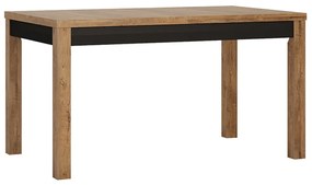 Rozkládací jídelní stůl, dub lefkas tmavý / černý mat, 140-180x85 cm, LUCITA HAVT02