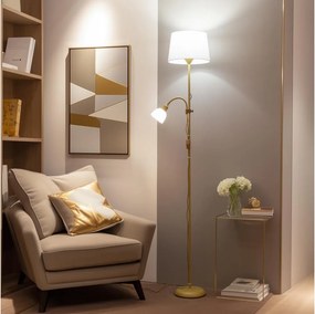 Brilagi - Stojací lampa CERIA 1xE27/100W/230V + 1xE14/25W zlatá/bílá