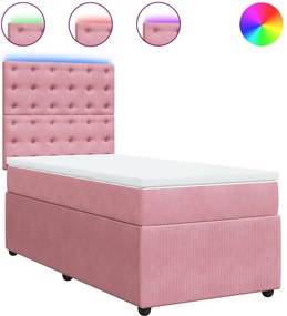 Box spring postel s matrací růžová 90x190 cm samet 3294531