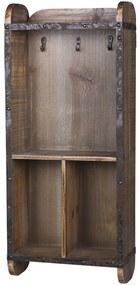 Hnědá dřevěná retro nástěnná skříňka na klíče - 26*12*60cm