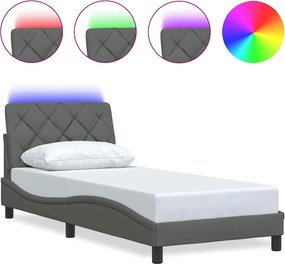 Rám postele s LED bez matrace Tmavě šedá 80x200 cm Látka 3310630