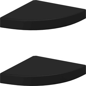 Plovoucí rohové police 2 ks černé 25 x 25 x 3,8 cm MDF 323899
