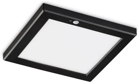 Stropní světlo ideal lux aura pl přisazené led svítidlo s pir senzorem 3000k 22 cm hranaté, černé