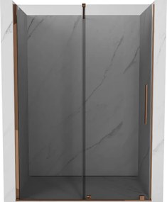 Mexen Velar, posuvné sprchové dveře do otvoru 150 cm, 8mm šedé sklo, růžové zlato, 871-150-000-41-60