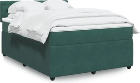 Box Spring Postel S Matrací Samet Tmavě Zelená Prošívaný design 160 x 200