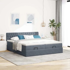 Osmanský rám postele s matracíes tmavě šedá 180x200cm samet 3312093