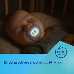 Canpol babies Dudlík svítící silikonový symetrický NIGHTGLOW 0-6m 2ks holka