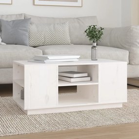 814400 vidaXL Konferenční stolek bílý 90x49x40,5 cm masivní borové dřevo