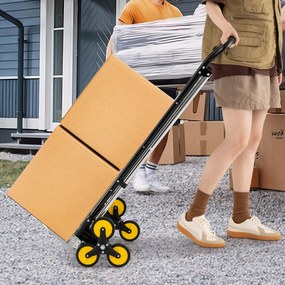 Costway 2-in-1 Skládací vozík a žebřík hliníková 3-stupňová stolička