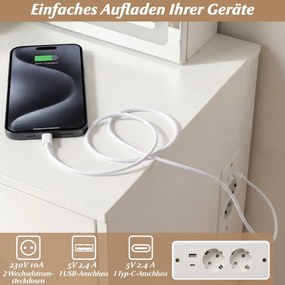 Costway Toaletní stolek s LED posuvným zrcadlem a taburetem a zásuvkami