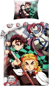 Bavlněné ložní povlečení Zabiják démonů - Demon Slayer - motiv Tanjiro &amp; Kyojuro - 100% bavlna - 70 x 90 cm + 140 x 200 cm
