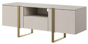 TV stolek Verica 150 cm s výklenkem - kašmírová / zlaté nožky