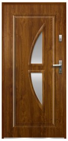 O.K. Doors® P55 Vchodové dveře Kronos, 80 L, rozměr vč. zárubně: 900 × 2070 mm, ocel, levé, dub zlatý, prosklené