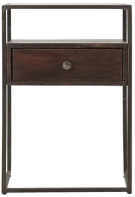 Tmavě hnědý noční stolek z akáciového dřeva Mauro Ferretti Hypotes II, 45x30x66 cm