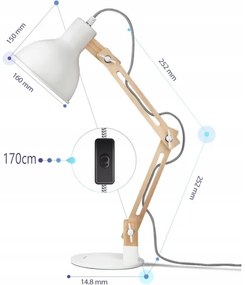 Stolní lampa 1xE27/40W/230V bílá