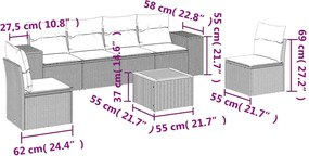 7dílná zahradní sedací souprava s poduškami černá polyratan 3225390