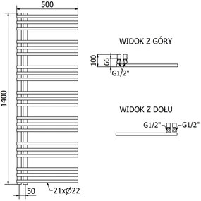 Mexen Neptun, topné těleso 1400x500 mm, 532 W, antracitová, W101-1400-500-00-66