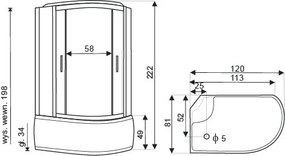 Aplomo Mauri 120x81x222 L/P masážní sprchový box Orientace Levá
