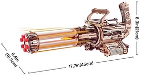 RoboTime 3D dřevěná mechanická skládačka Rotační kulomet