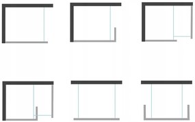 Mexen Kioto sprchová zástěna WALK-IN 8mm, 30x200 cm, černý rám, 800-030-000-00-70