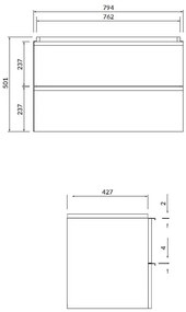 Cersanit - VIRGO závěsná skříňka pod umyvadlo 80cm, bílá-černá, S522-025