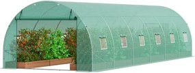 Walk-in tunelový skleník 8,9 × 2,96 × 1,98 m pozinkovaný rám PE kryt zelený