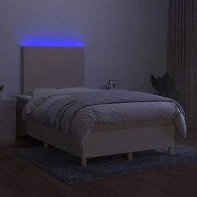 Box spring postel s matrací a LED krémová 120 x 200 cm textil 3135266