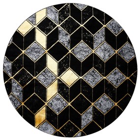 Dywany Łuszczów Kusový koberec Gloss 400B 86 3D geometric black/gold kruh - 150x150 (průměr) kruh cm