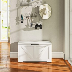 HOMCOM Úložný box do ložnice 100 L Skladovací lavice s bezpečnostním víkem pro předsíň a obývací pokoj 80x40x45 cm Bílá