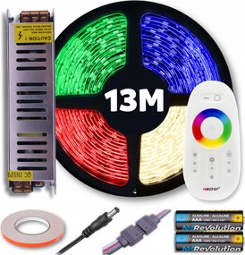 Set Led pásek Rgb barevný neutrální bílá s dálkovým ovládáním a napájecím zdrojem 13M