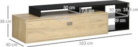 HOMCOM TV stojan, TV skříň, držák na TV pro televizory do 165 cm s odnímatelnou policí, moderní styl, otevírací dvířka pro obývací pokoj a ložnici