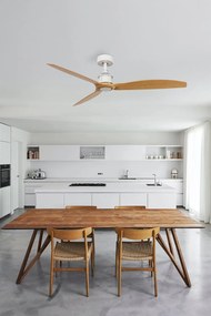 FARO 32110 JUST FAN M stropní ventilátor, bílá/světlé dřevo s DC motorem - FARO