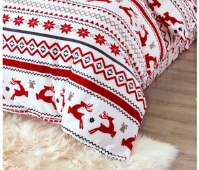 Povlečení mikroplyš RETRO CHRISTMAS bílé + prostěradlo mikroplyš SOFT 90x200 cm bílé