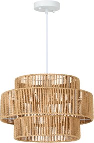 HOMCOM Závěsná lampa, 3stupňové stínidlo, kov, konopné lano, světle hnědá B31-521V00LR