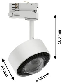 Paulmann 91389 ProRail3 Aldan, bílý reflektor, 8,5W LED 3000K stmívatelný, průměr 9,8cm
