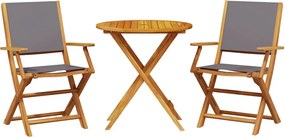 3dílný bistro set antracitový textil a masivní dřevo 3281857