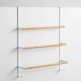 Zeller Present Věšák na ručníky na dveře, bílý kov, bambus, 51 x 13 x 56 cm