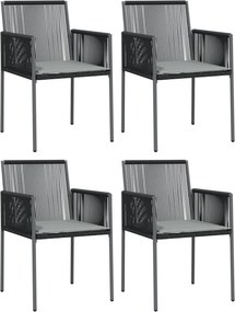 Zahradní židle s poduškami 4 ks černé 54x60,5x83,5 cm polyratan 3187091