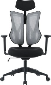 Kancelářská  ergonomická  židle MORA — síť / látka, šedá / černá