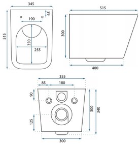 Rea Julio, závěsná WC mísa Rimless 510x345x315 mm, černá matná, REA-C6550