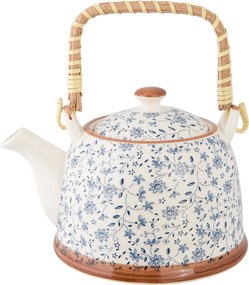 Porcelánová konvička se sítkem modrá kvítka - Ø 14*14 cm / 0,7L