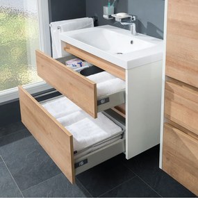 Mereo Mereo, Opto, koupelnová skříňka 81 cm, bílá, dub, bílá/dub, černá, CN931S