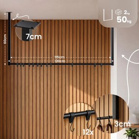 Šatní tyč Fenton 120x60 cm Sada 12 ks – černá