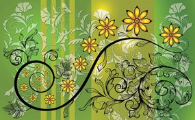 Postershop Fototapeta vliesová: Květinová abstrakce zelená (2) - 416x254 cm