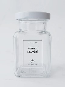 Samolepka na kořenky ČESNEK MEDVĚDÍ průhledná 3 × 4 cm tučné písmo